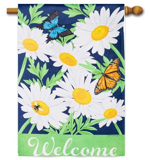 28x40 in Welcome Daisy Suede Banner