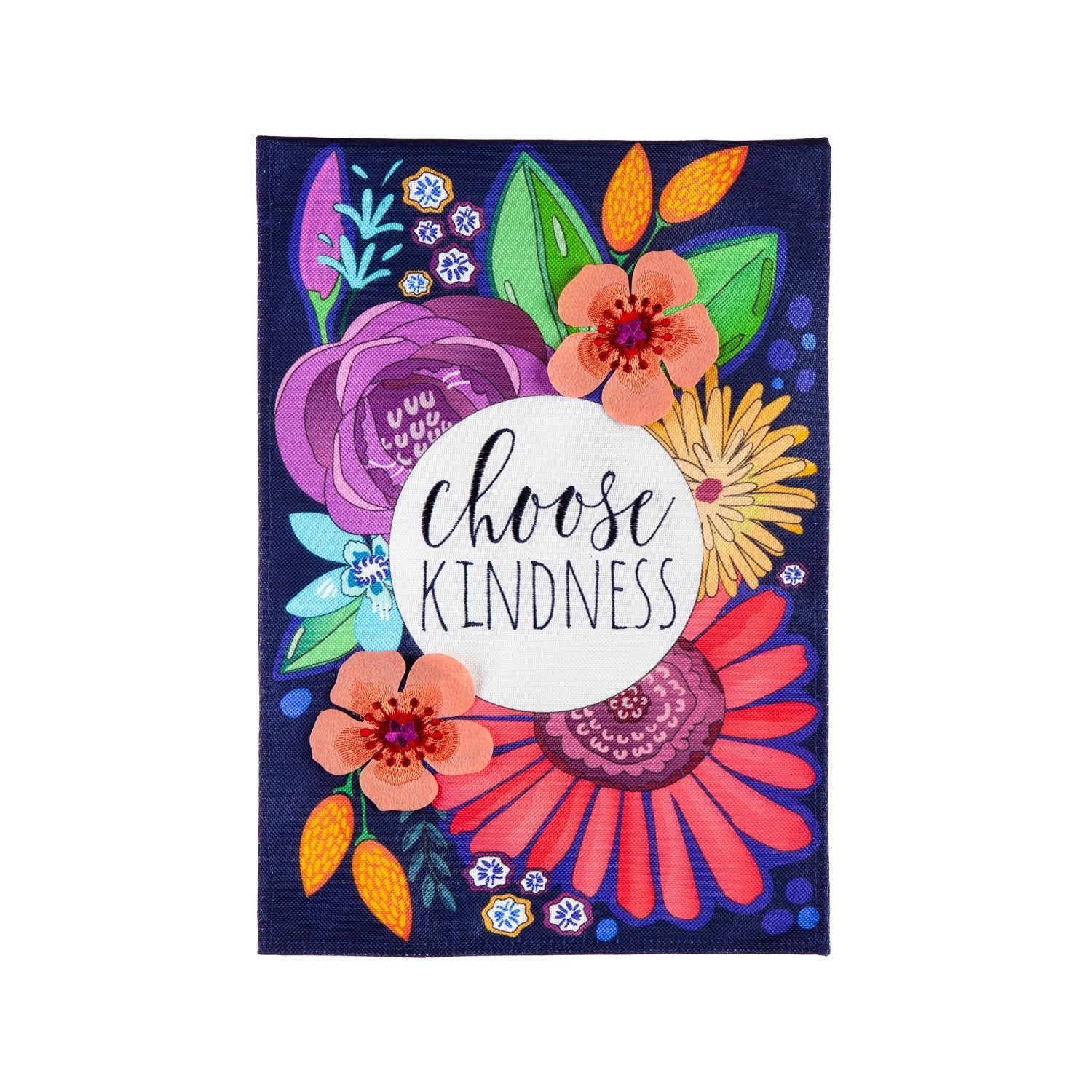 Choose Kindness Floral Burlap Garden Flag