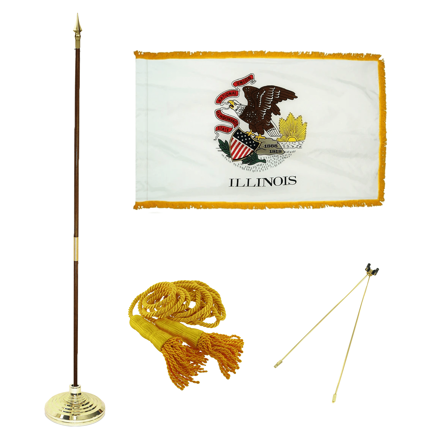 Illinois Indoor Flag Sets | State of Illinois | FlagLadyUSA.com