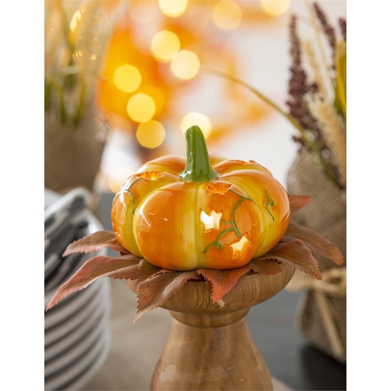 LED Ceramic Light Up Pumpkin Table Decor | Autumn Decor | FlagLadyUSA.com
