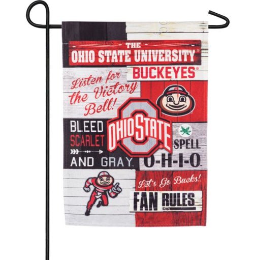 Linen Ohio State Garden Flag