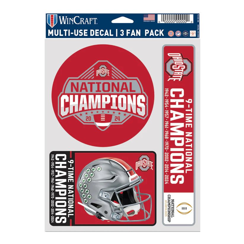 National Champions OSU Buckeyes Multi-Use Decal (3 Fan Pack)