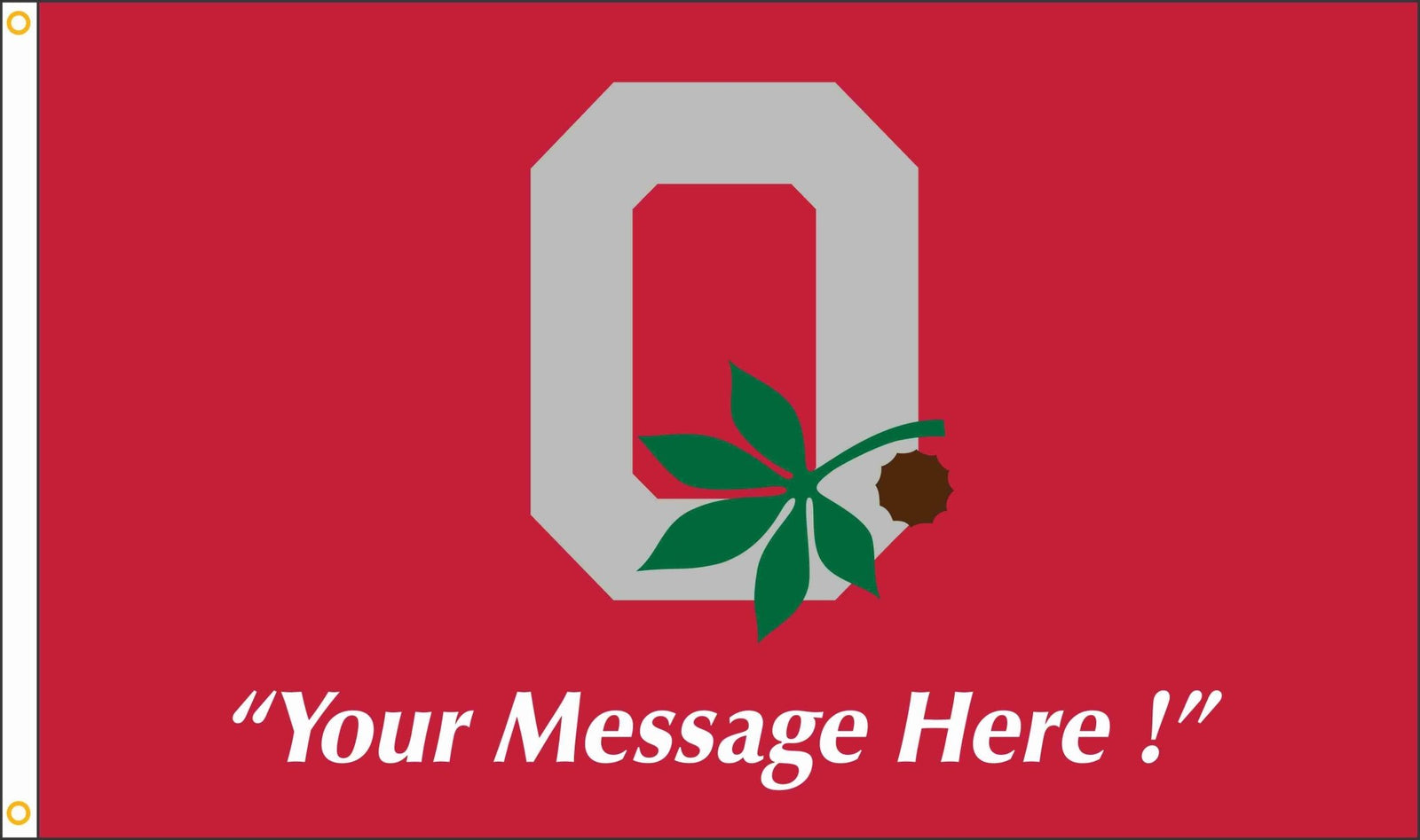 Ohio State Block O Leaf & Nut Flag Personalized | FlagLadyUSA.com