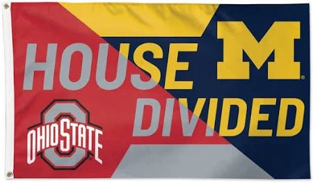 Ohio State Buckeyes / Michigan Wolverines HOUSE DIVIDED Flag - Deluxe