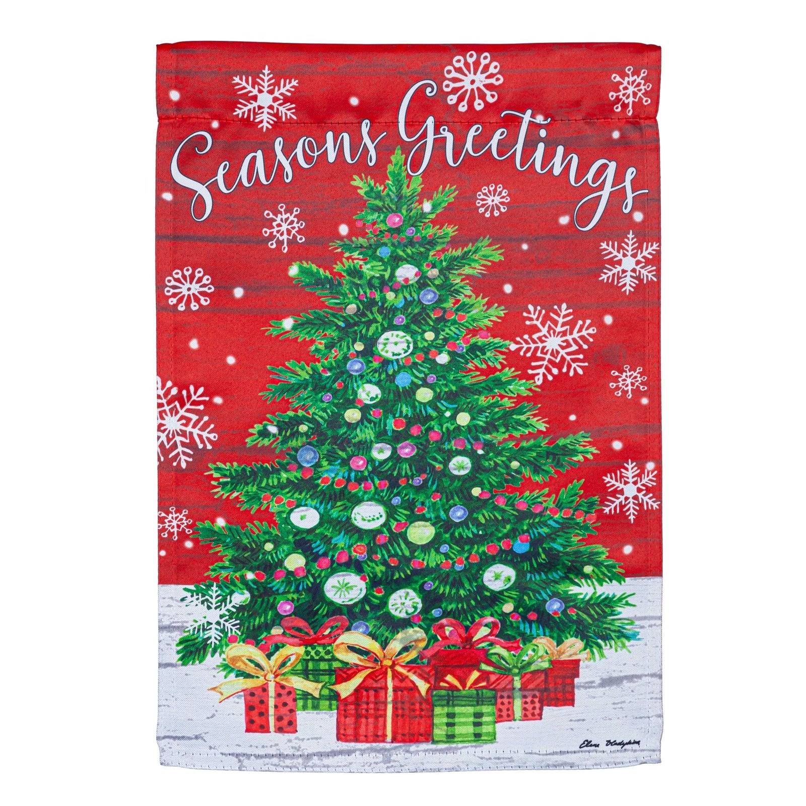 Seasons Greetings Trees Suede Garden Flag