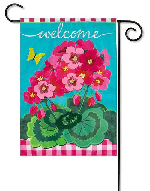 Spring Geraniums Applique Garden Flag - 12.5" x 18"