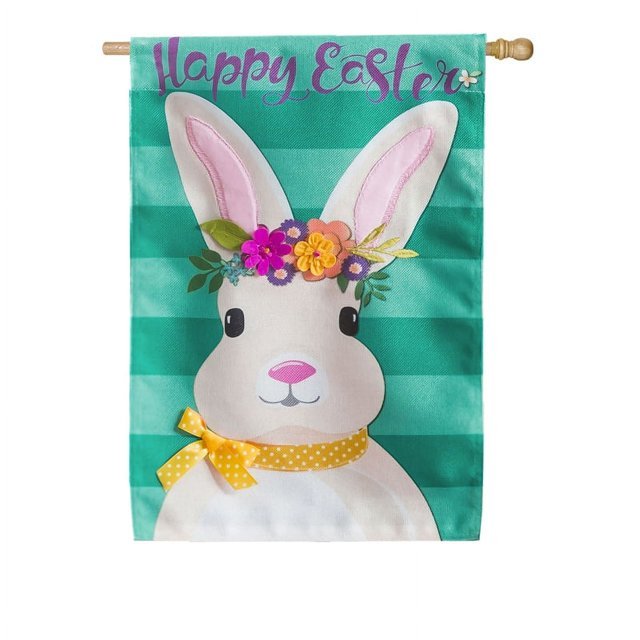 Striped Easter Bunny Burlap Banner